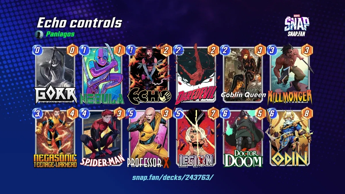 Echo controls by Panlagos - Marvel Snap Decks - snap.fan