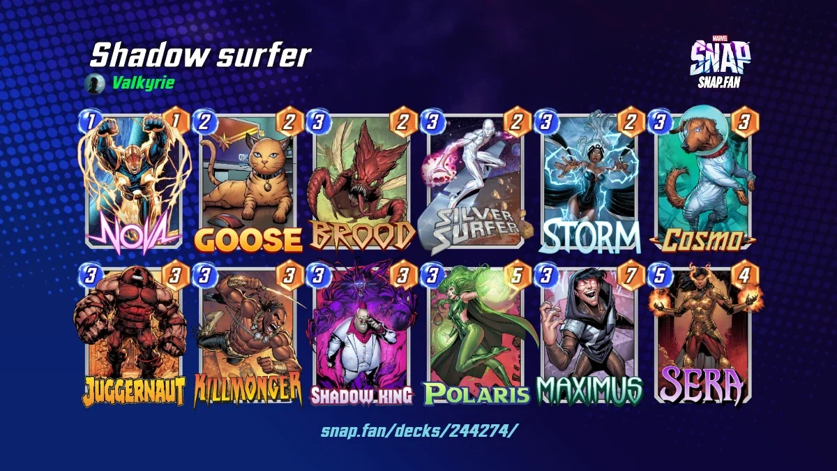 Shadow surfer by VaIkyrie - Marvel Snap Decks - snap.fan