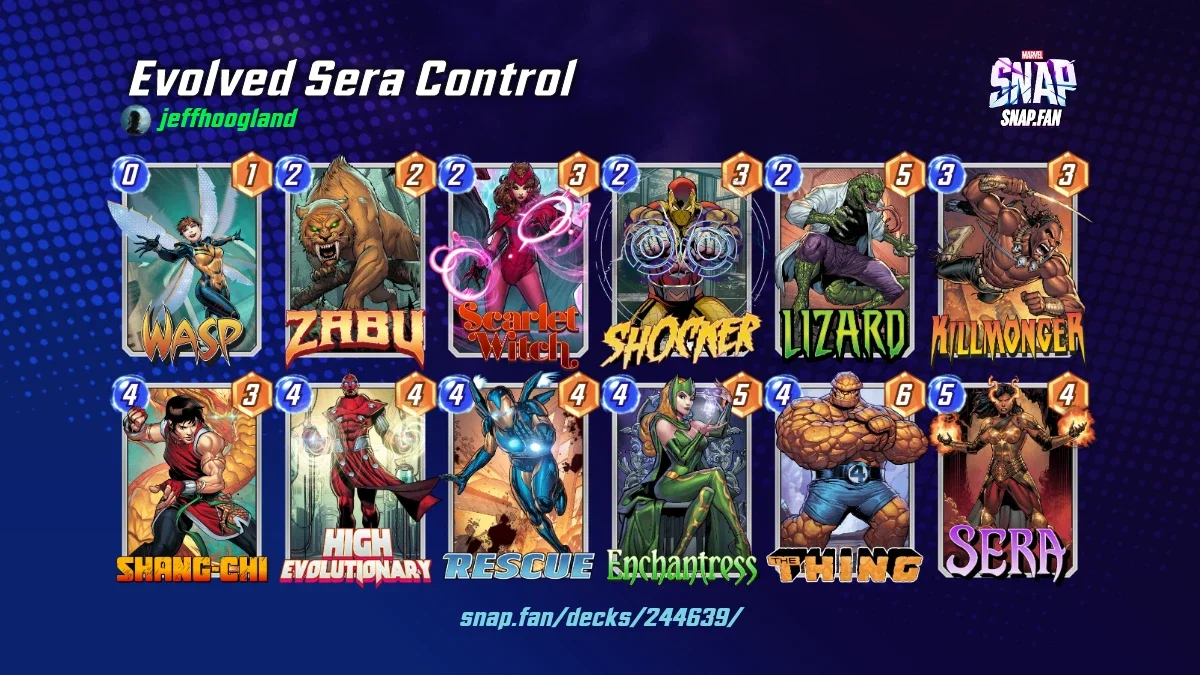 Evolved Sera Control by jeffhoogland - Marvel Snap Decks - snap.fan