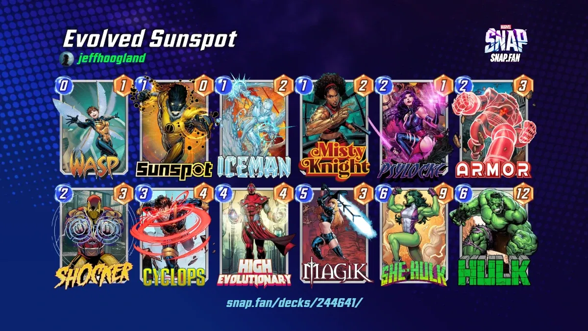 Evolved Sunspot by jeffhoogland - Marvel Snap Decks - snap.fan