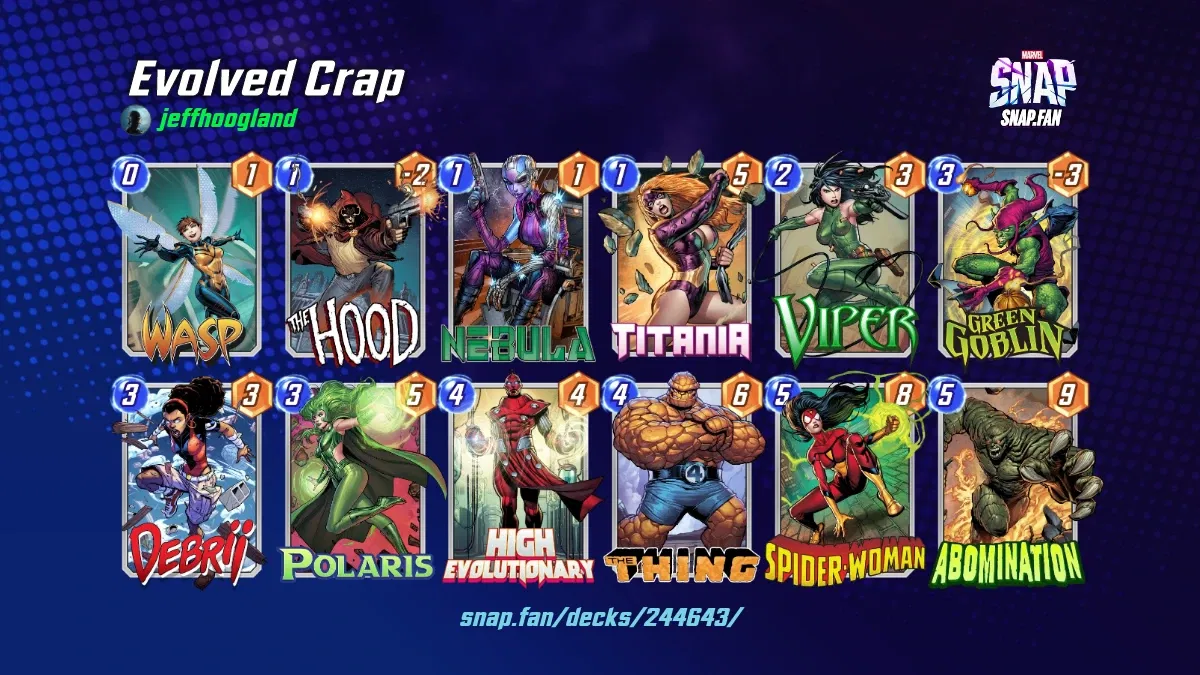 Evolved Crap by jeffhoogland - Marvel Snap Decks - snap.fan