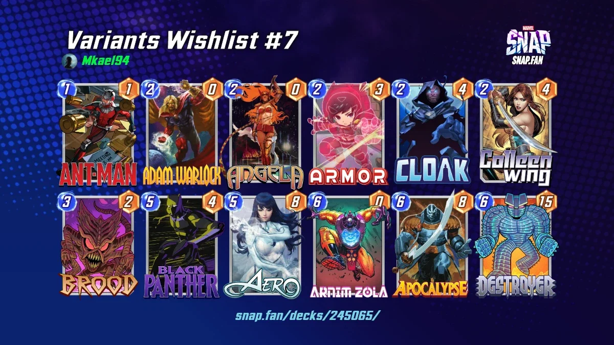 Variants Wishlist #7 by Mkael94 - Marvel Snap Decks - snap.fan