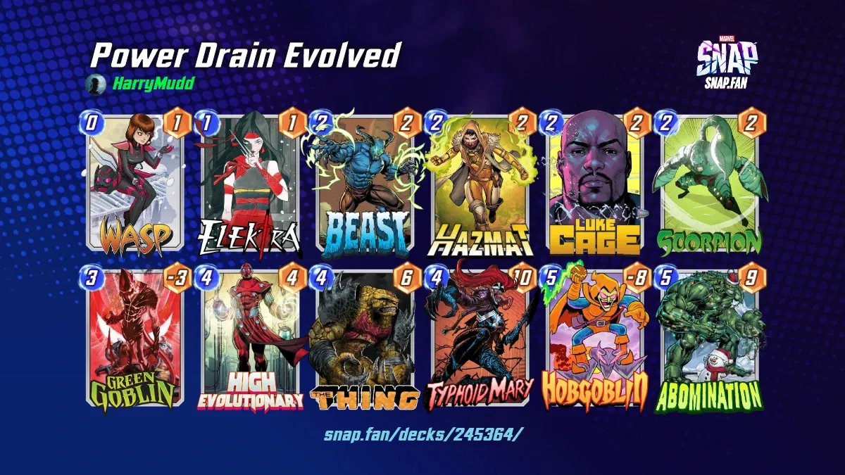 Power Drain Evolved by HarryMudd - Marvel Snap Decks - snap.fan