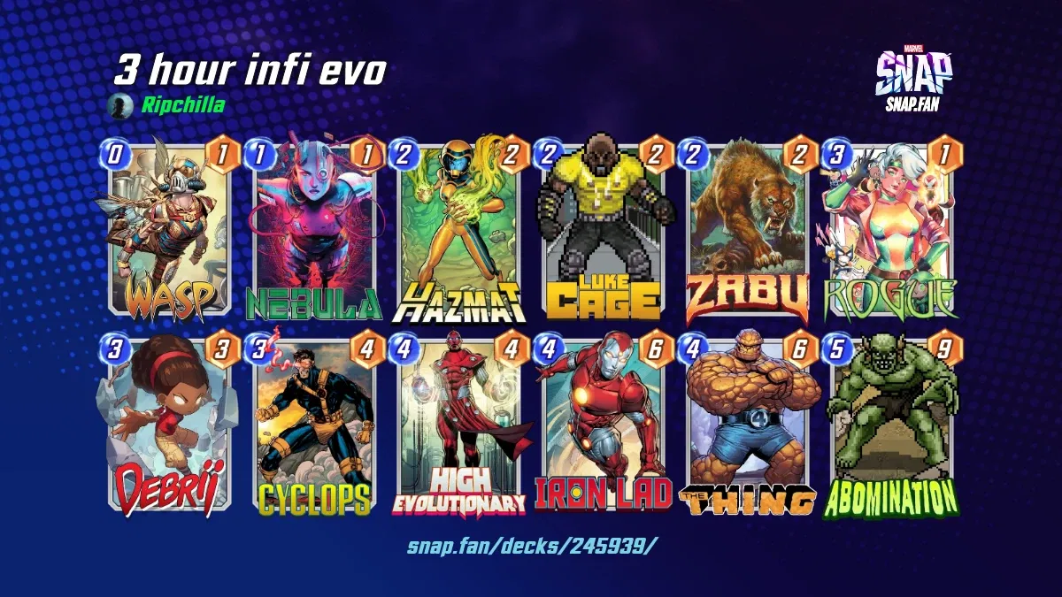 3 hour infi evo by Ripchilla - Marvel Snap Decks - snap.fan