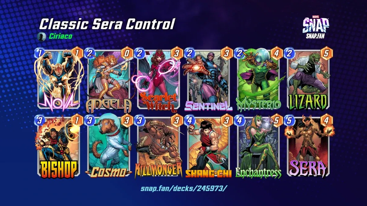 Classic Sera Control by Ciriaco - Marvel Snap Decks - snap.fan