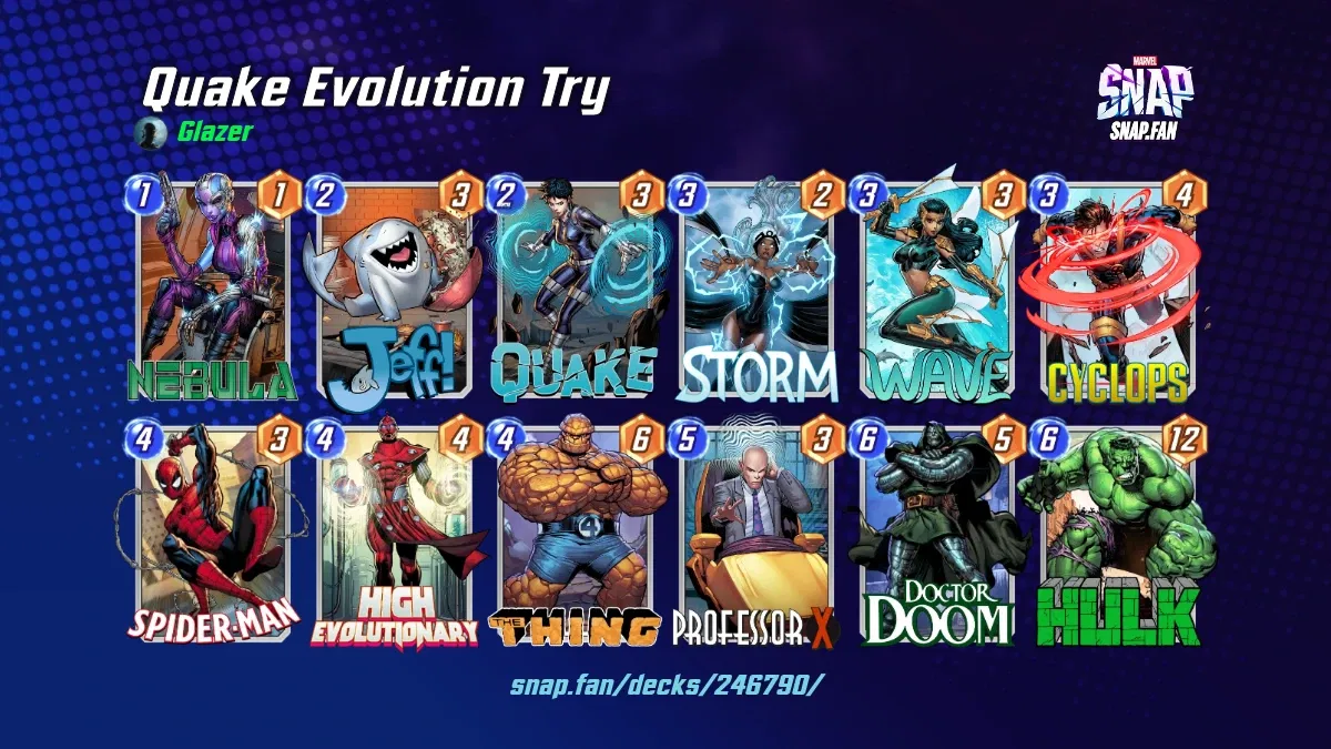 Quake Evolution Try by Glazer - Marvel Snap Decks - snap.fan
