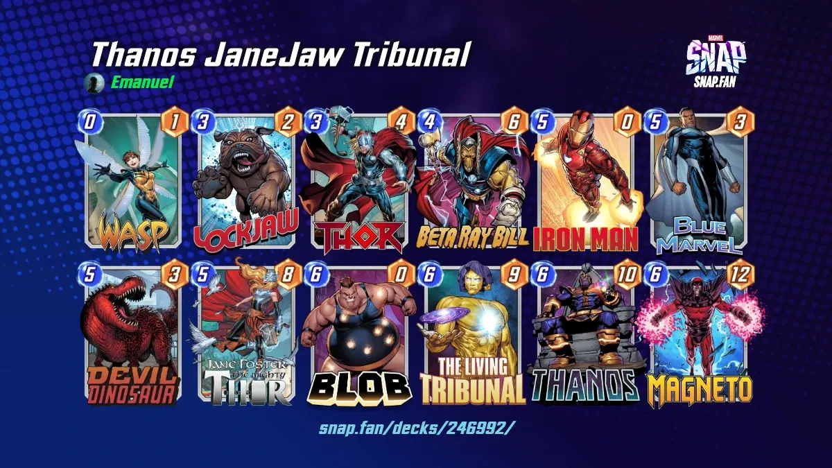 Thanos JaneJaw Tribunal by Emanuel - Marvel Snap Decks - snap.fan