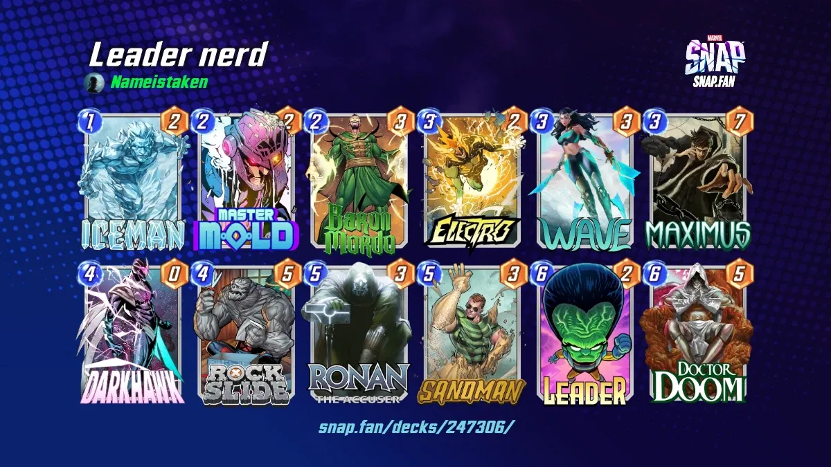 Leader nerd by Nameistaken - Marvel Snap Decks - snap.fan