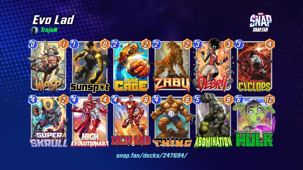 Evo Lad by TrojaN - Marvel Snap Decks - snap.fan