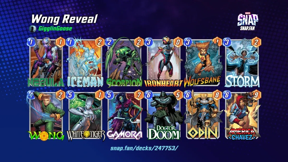 Wong Reveal by GigglinGoose - Marvel Snap Decks - snap.fan
