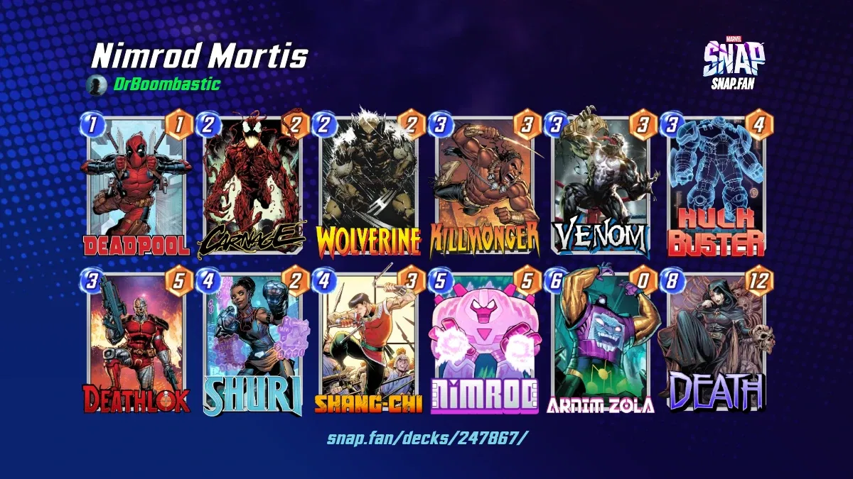 Nimrod Mortis by DrBoombastic - Marvel Snap Decks - snap.fan