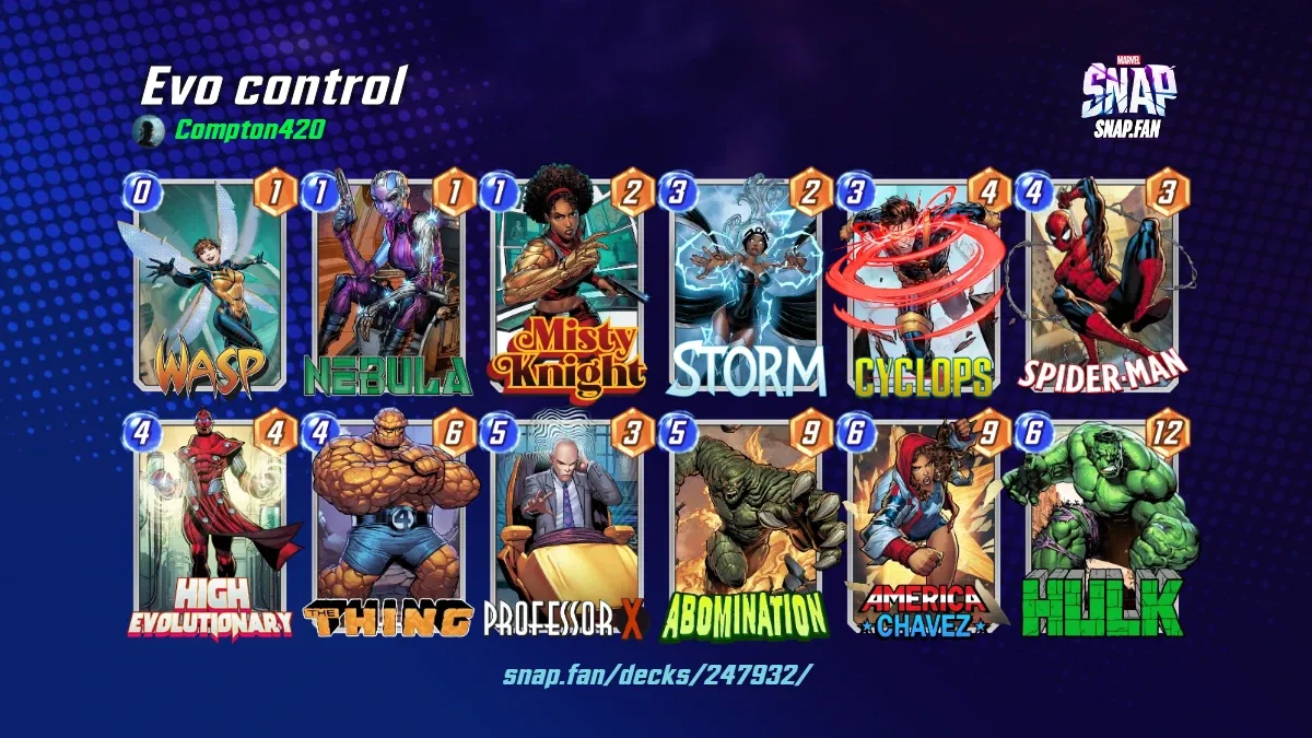 Evo control by Compton420 - Marvel Snap Decks - snap.fan