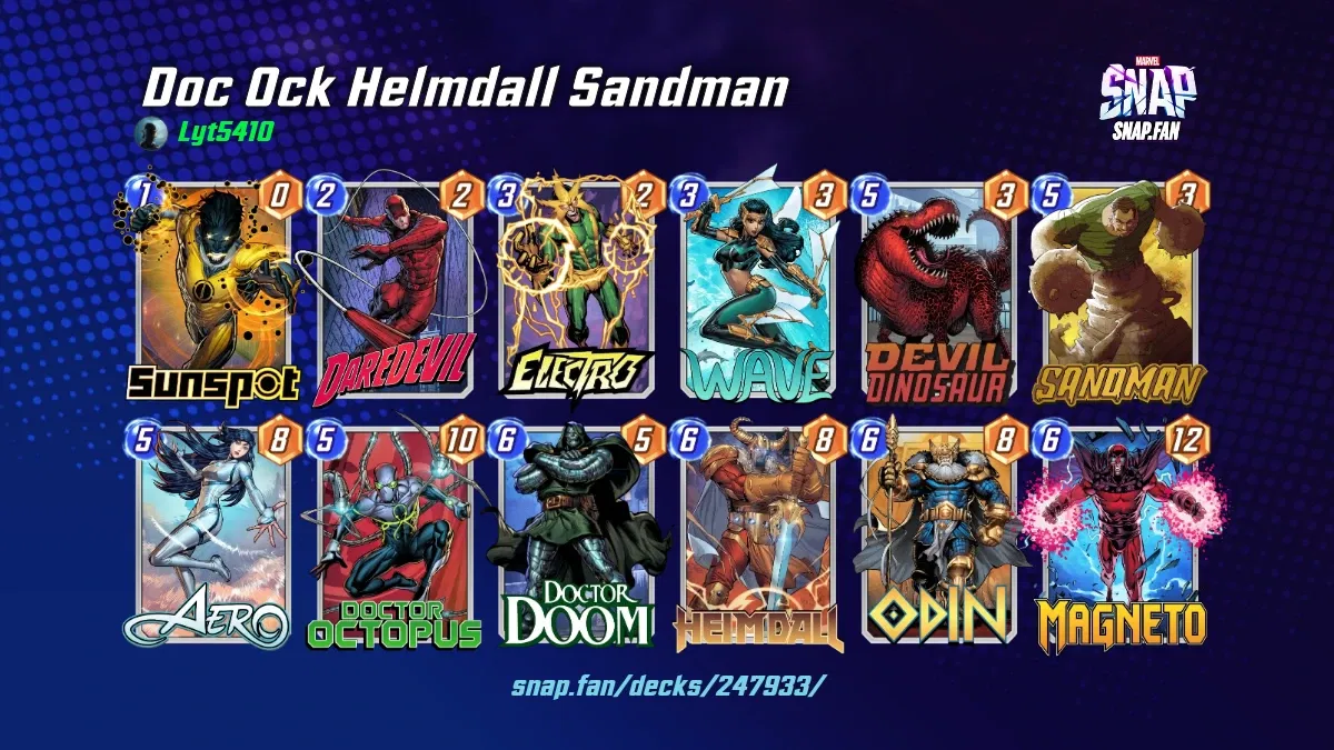 Doc Ock Helmdall Sandman by Lyt5410 - Marvel Snap Decks - snap.fan