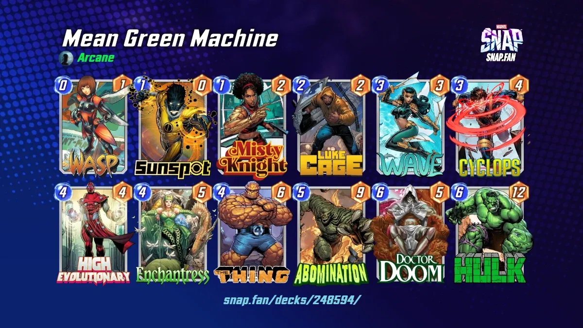 Mean Green Machine by Arcane - Marvel Snap Decks - snap.fan