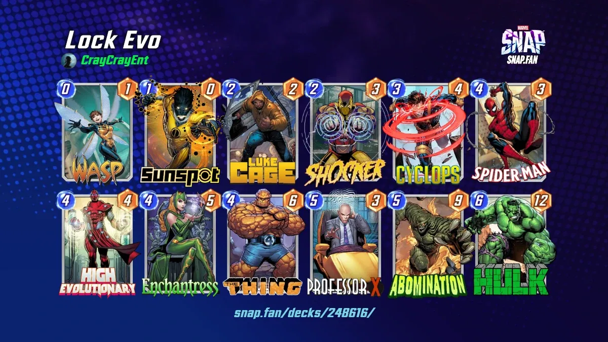 Lock Evo by CrayCrayEnt - Marvel Snap Decks - snap.fan