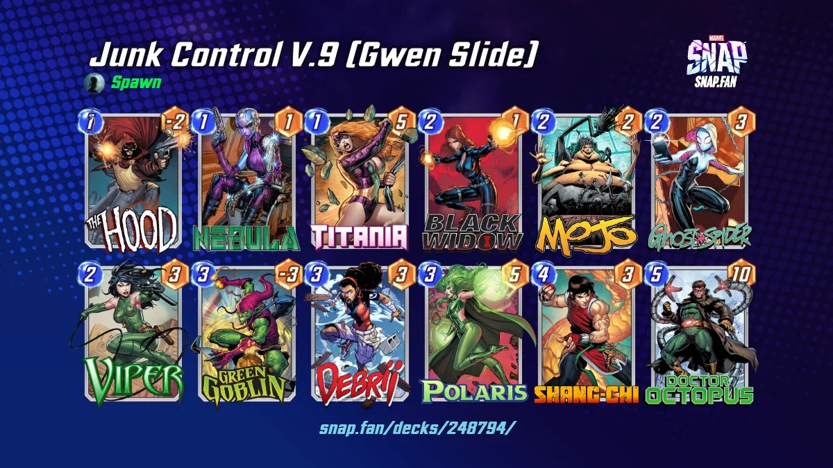 Junk Control V.9 (Gwen Slide) by Spawn - Marvel Snap Decks - snap.fan