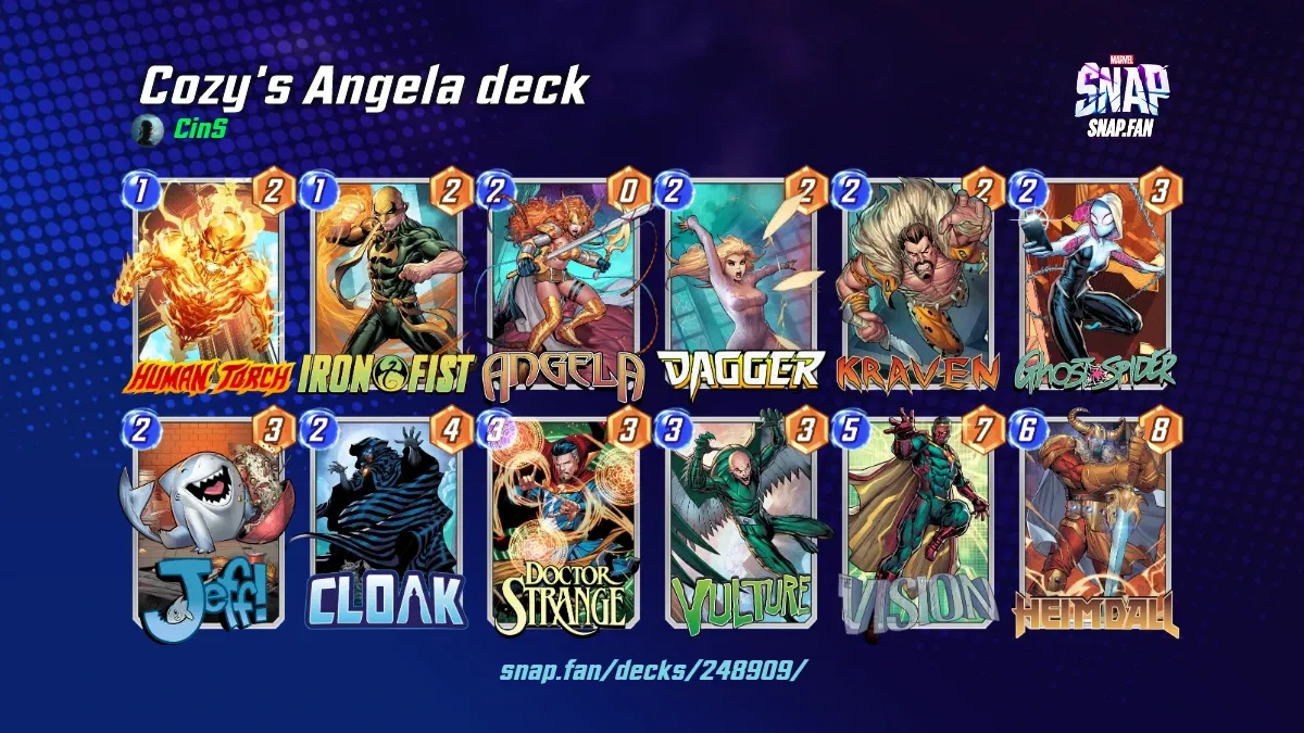 Cozy's Angela deck by CinS - Marvel Snap Decks - snap.fan