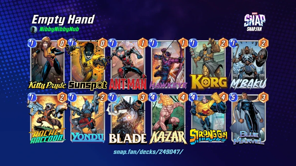 Empty Hand by NibbyNibbyNub - Marvel Snap Decks - snap.fan