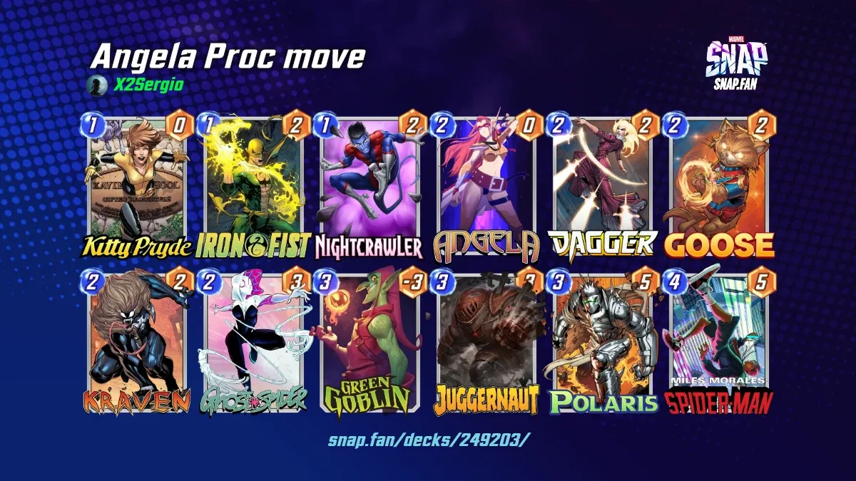 Angela Proc move by X2Sergio - Marvel Snap Decks - snap.fan