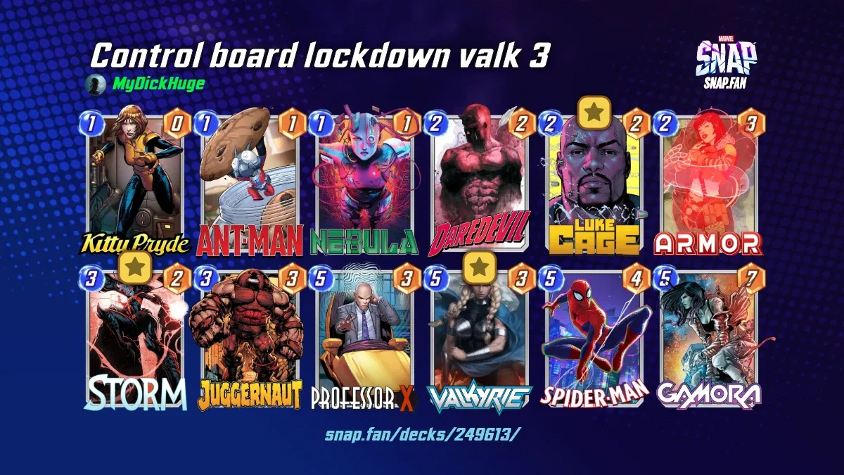Control board lockdown valk 3 by MyDickHuge - Marvel Snap Decks - snap.fan