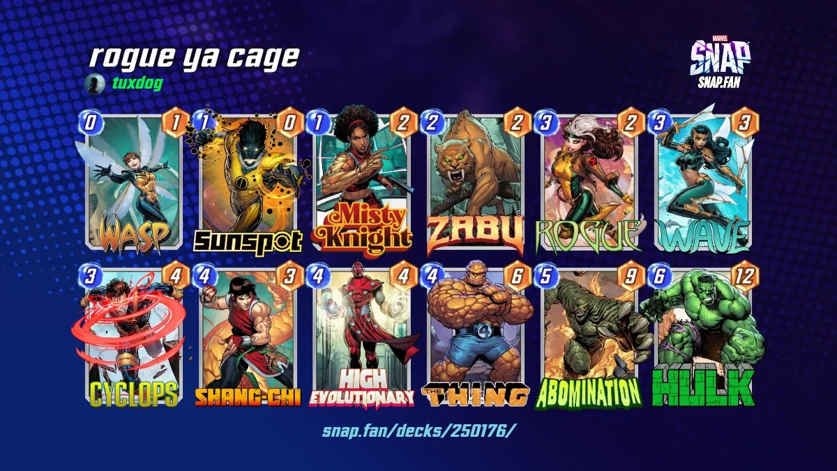 rogue ya cage by tuxdog - Marvel Snap Decks - snap.fan