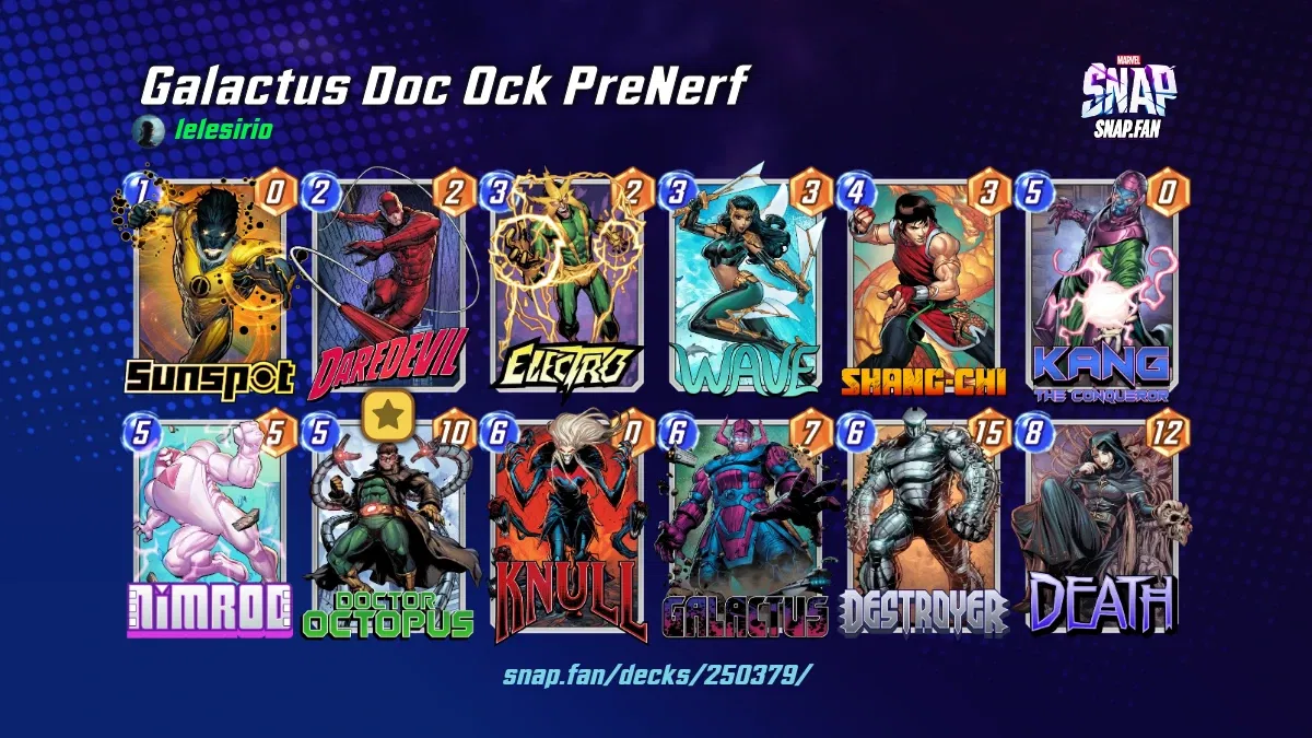 Galactus Doc Ock PreNerf by lelesirio - Marvel Snap Decks - snap.fan