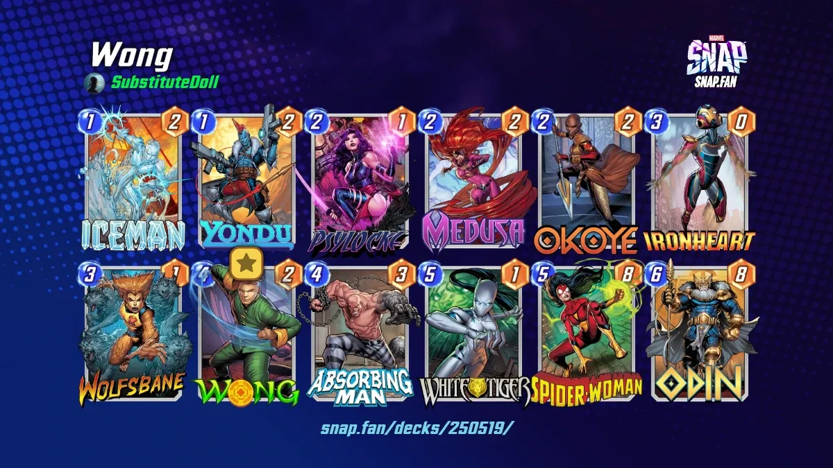 Wong by SubstituteDoll - Marvel Snap Decks - snap.fan
