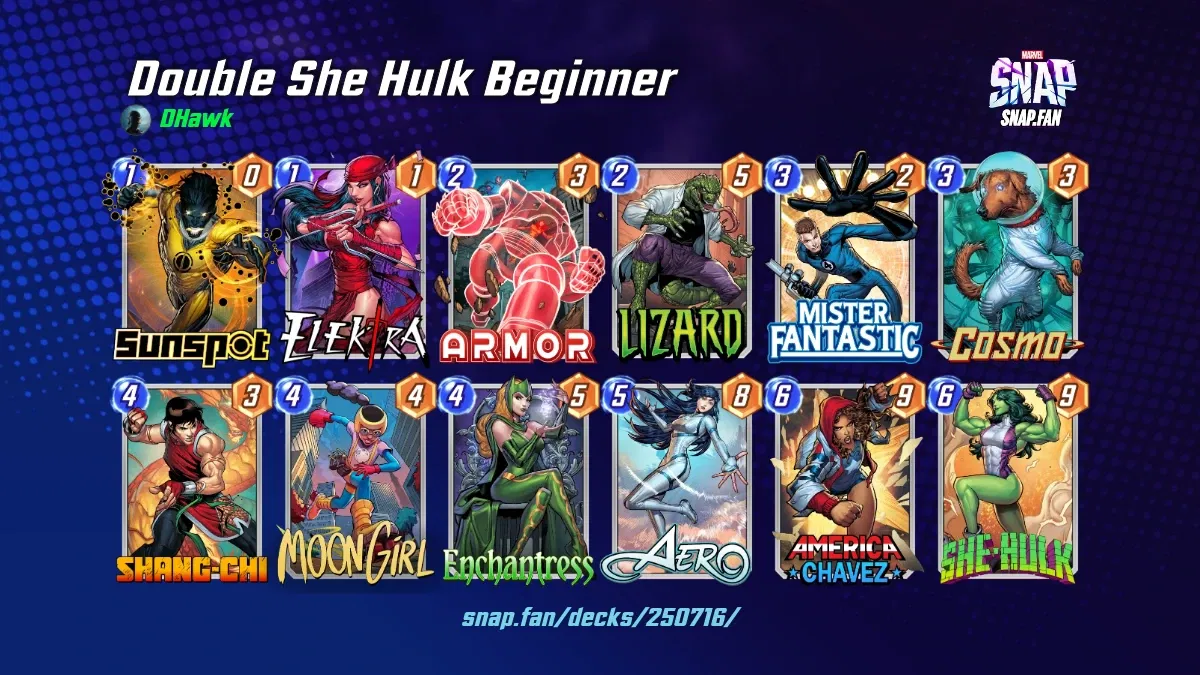 Double She Hulk Beginner by DHawk - Marvel Snap Decks - snap.fan