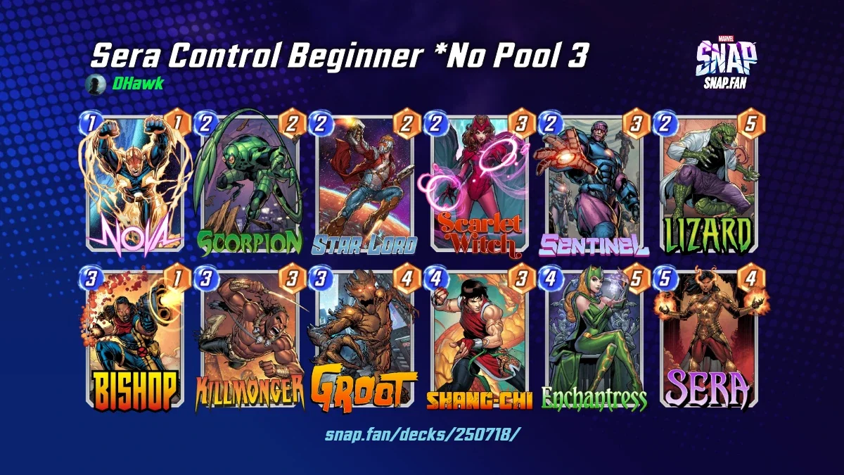 Sera Control Beginner *No Pool 3 by DHawk - Marvel Snap Decks - snap.fan