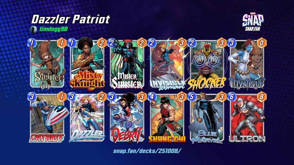 Dazzler Patriot by timdogg98 - Marvel Snap Decks - snap.fan