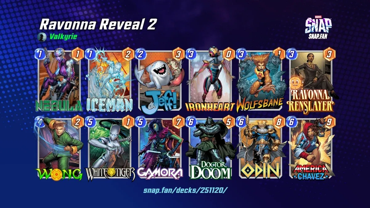 Ravonna Reveal 2 by VaIkyrie - Marvel Snap Decks - snap.fan