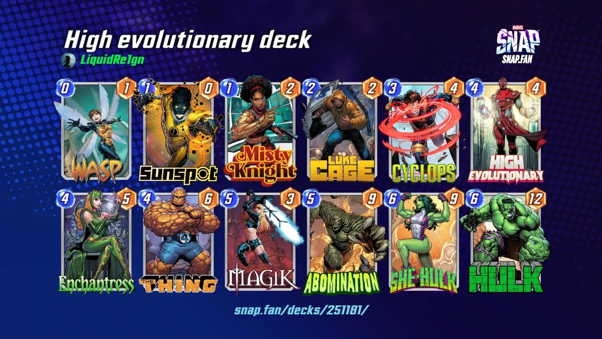 High evolutionary deck by LiquidRe1gn - Marvel Snap Decks - snap.fan