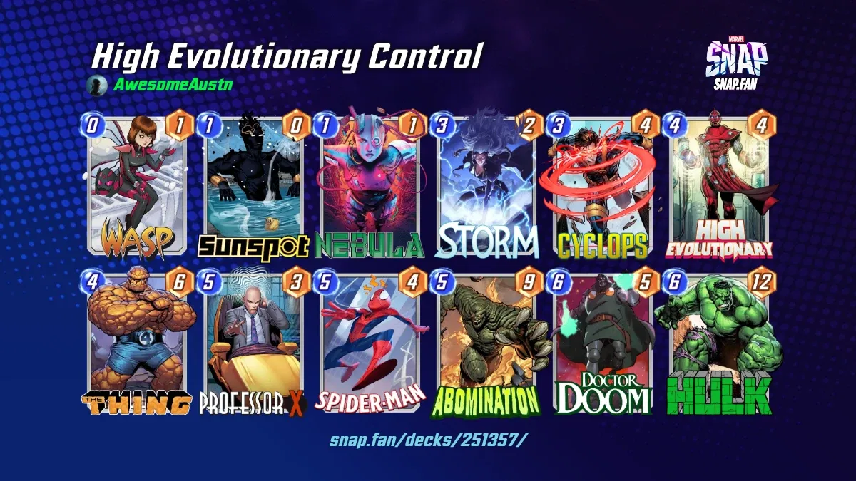 High Evolutionary Control by AwesomeAustn - Marvel Snap Decks - snap.fan
