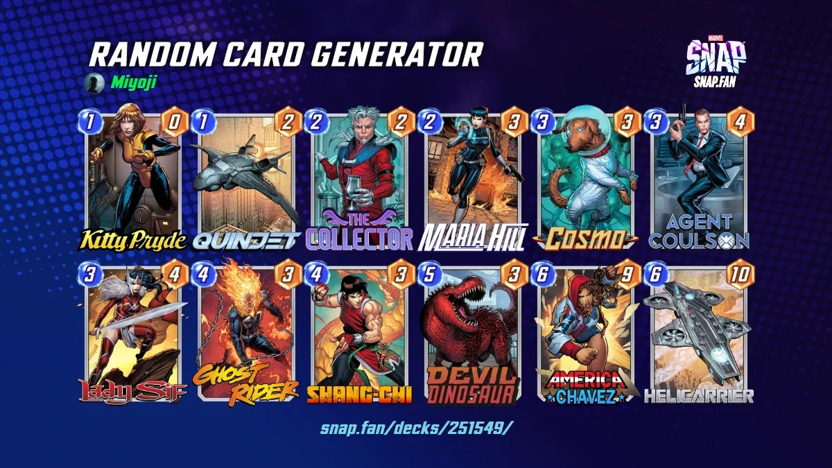RANDOM CARD GENERATOR by Miyoji - Marvel Snap Decks - snap.fan