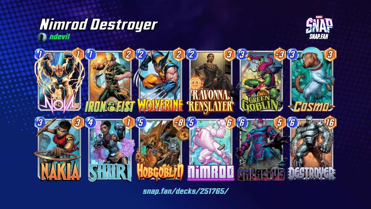 Nimrod Destroyer by ndevil - Marvel Snap Decks - snap.fan