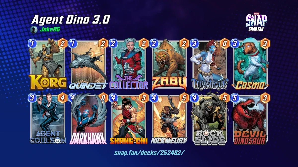 Agent Dino 3.0 by Jake96 - Marvel Snap Decks - snap.fan