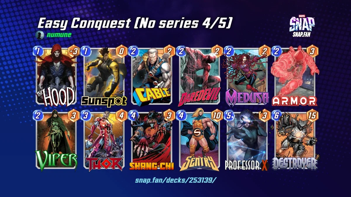 Easy Conquest (No series 4/5) by numune - Marvel Snap Decks - snap.fan