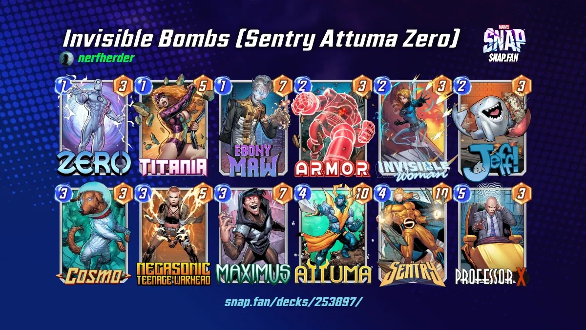 Invisible Bombs (Sentry Attuma Zero) by nerfherder - Marvel Snap Decks ...