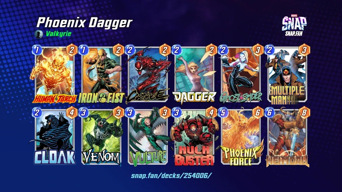 Phoenix Dagger by VaIkyrie - Marvel Snap Decks - snap.fan