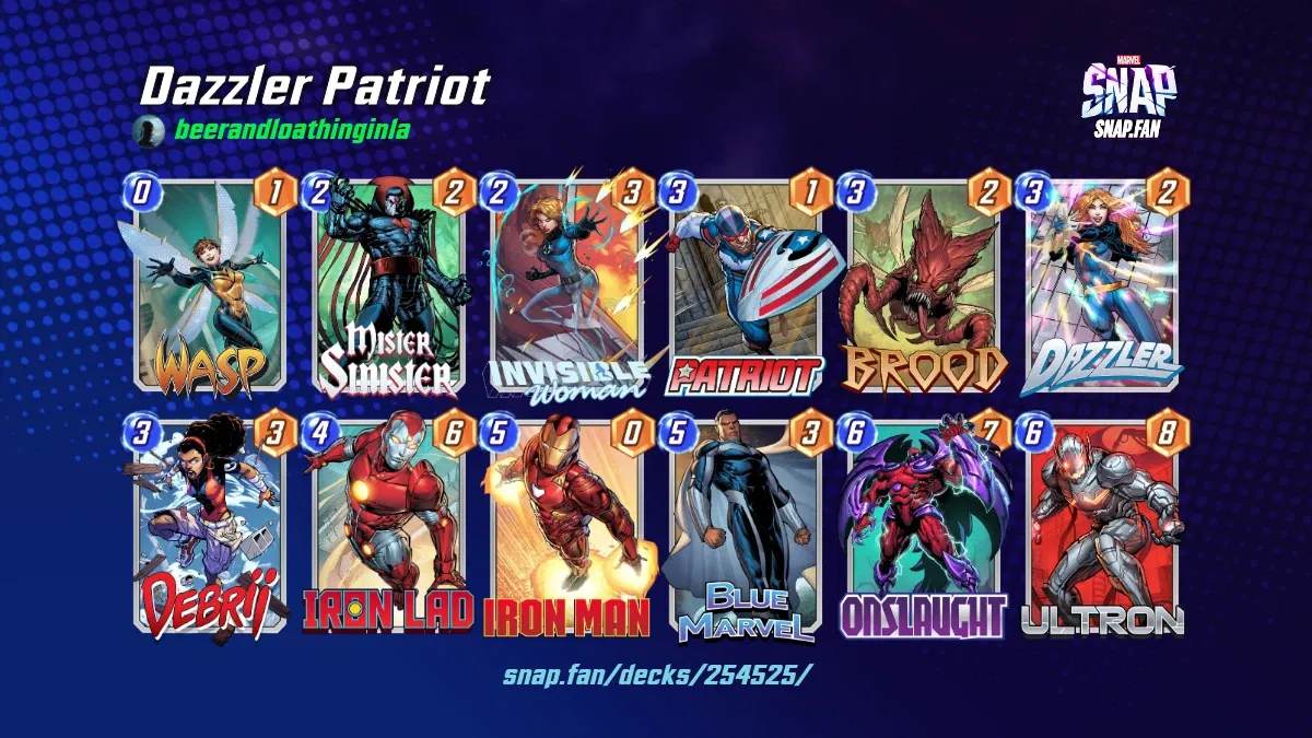 Dazzler Patriot by beerandloathinginla - Marvel Snap Decks - snap.fan