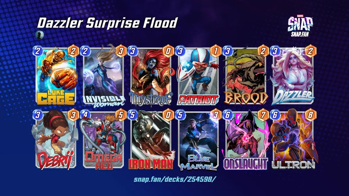 Dazzler Surprise Flood by None - Marvel Snap Decks - snap.fan