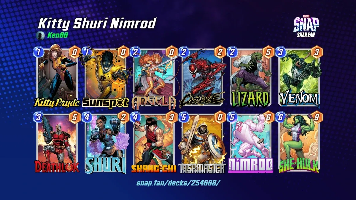 Kitty Shuri Nimrod by Ken88 - Marvel Snap Decks - snap.fan
