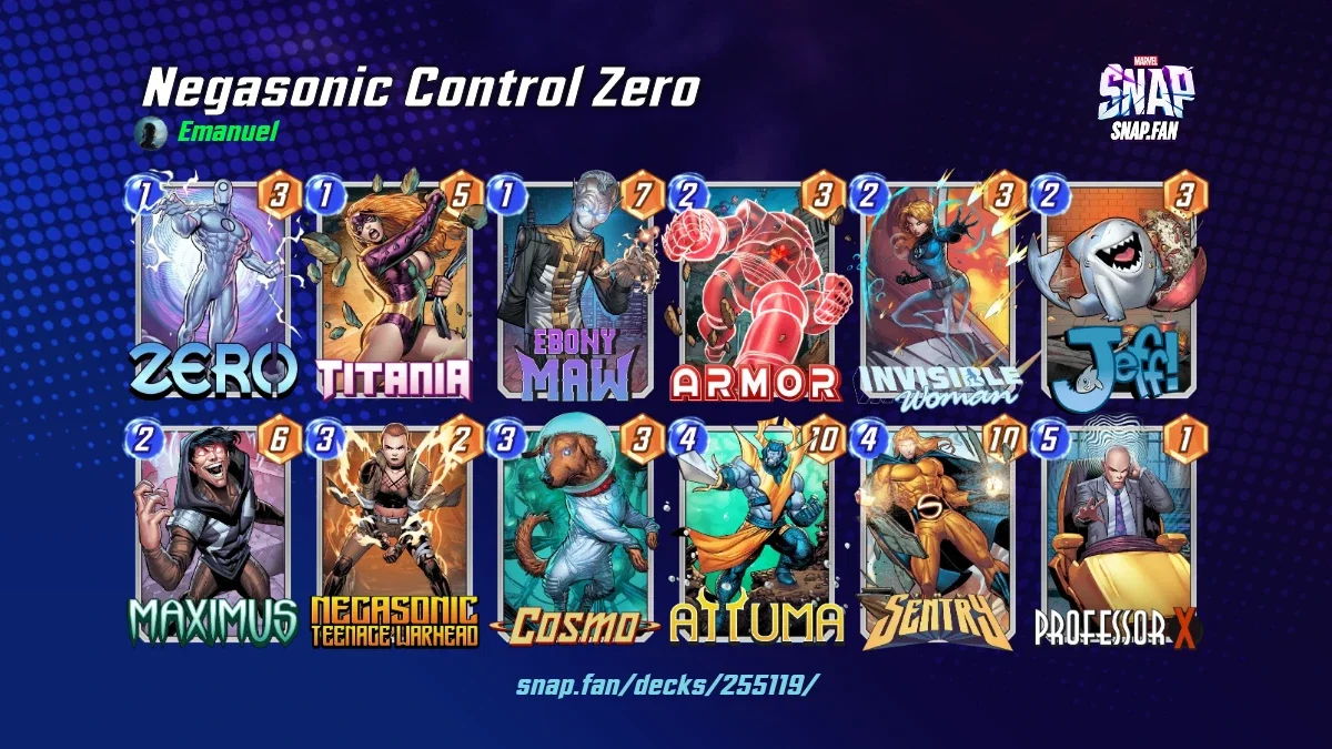 Negasonic Control Zero by Emanuel - Marvel Snap Decks - snap.fan