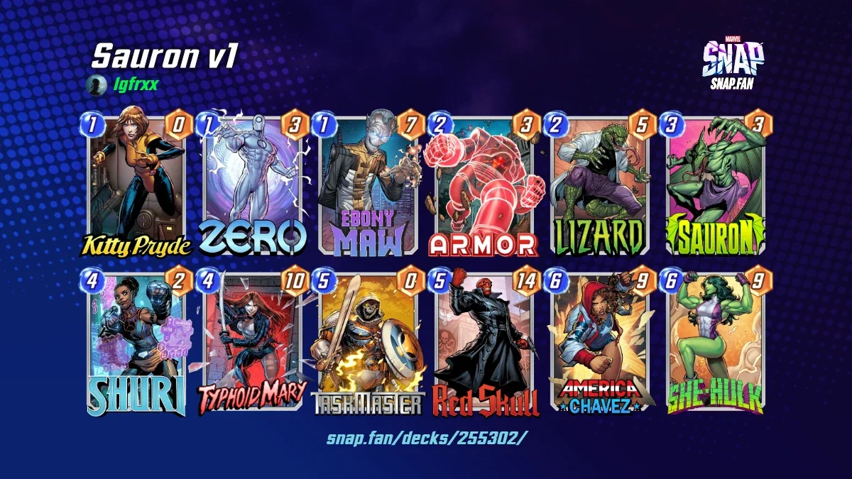 Sauron v1 by lgfrxx - Marvel Snap Decks - snap.fan