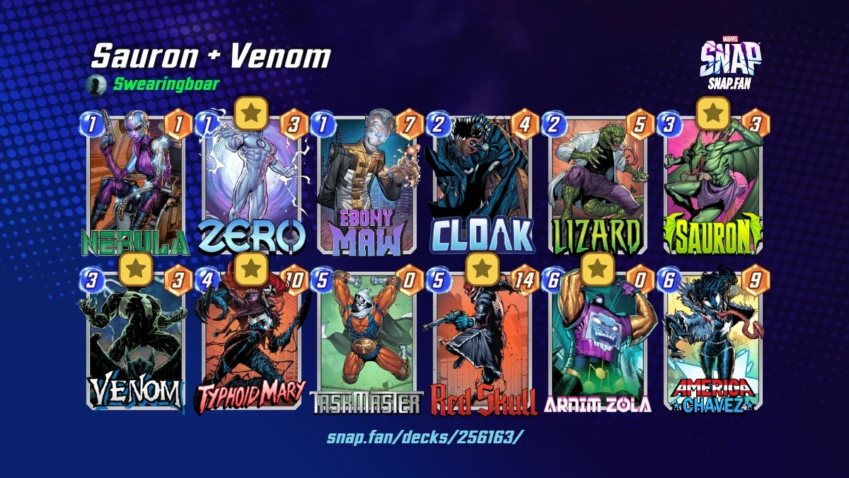 Sauron + Venom by Swearingboar - Marvel Snap Decks - snap.fan