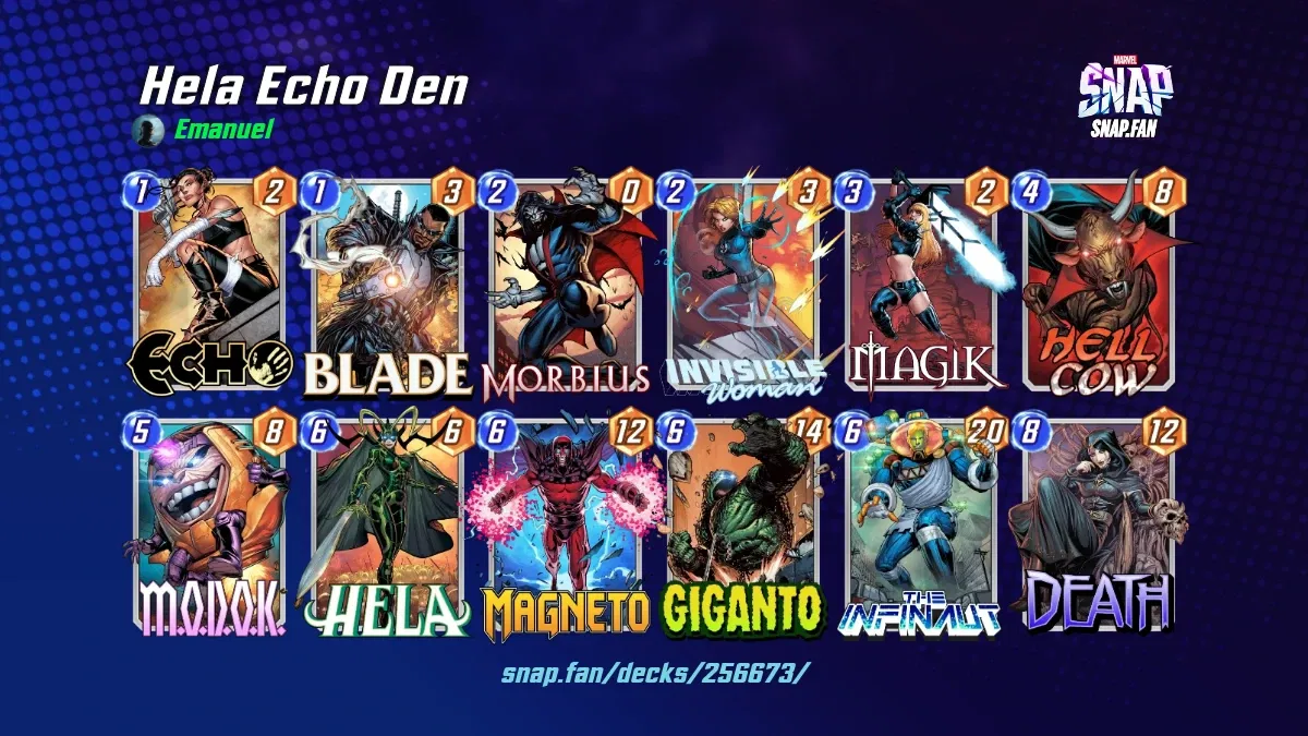 Hela Echo Den by Emanuel - Marvel Snap Decks - snap.fan