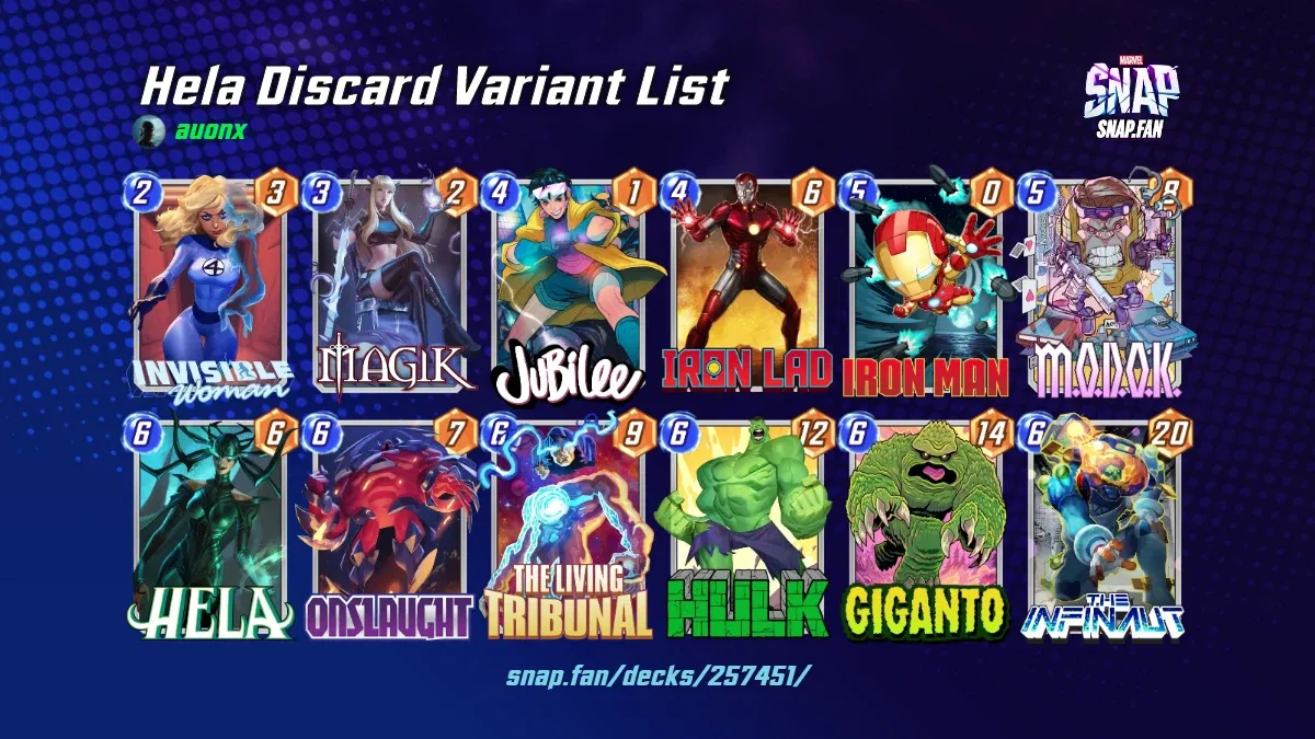 Hela Discard Variant List by auonx - Marvel Snap Decks - snap.fan