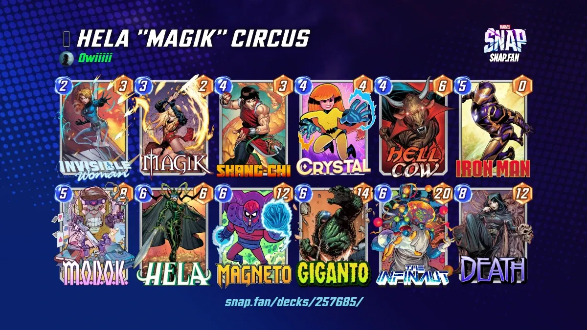 🍆 HELA "MAGIK" CIRCUS by Owiiiii - Marvel Snap Decks - snap.fan