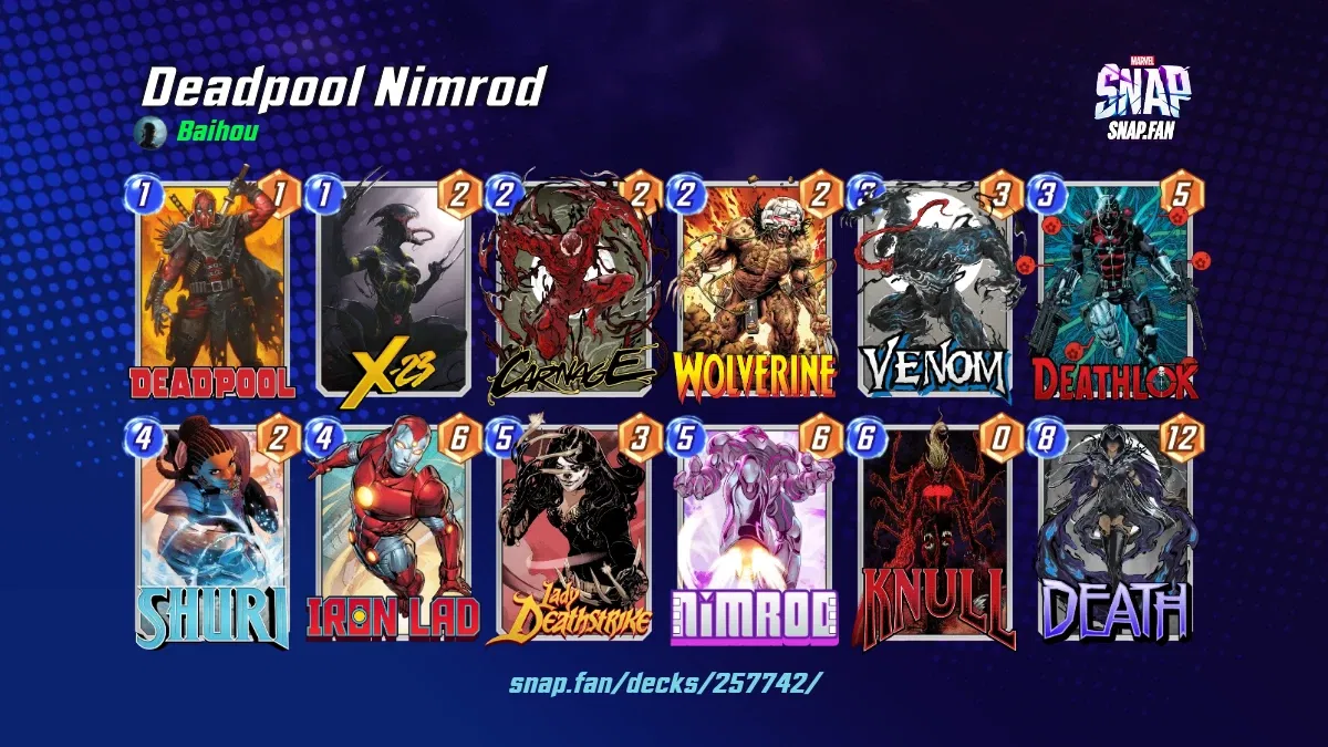 Deadpool Nimrod by Baihou - Marvel Snap Decks - snap.fan