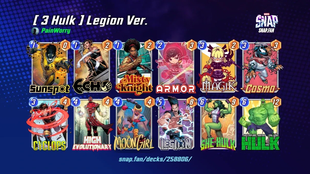 [ 3 Hulk ] Legion Ver. by PainWorry - Marvel Snap Decks - snap.fan
